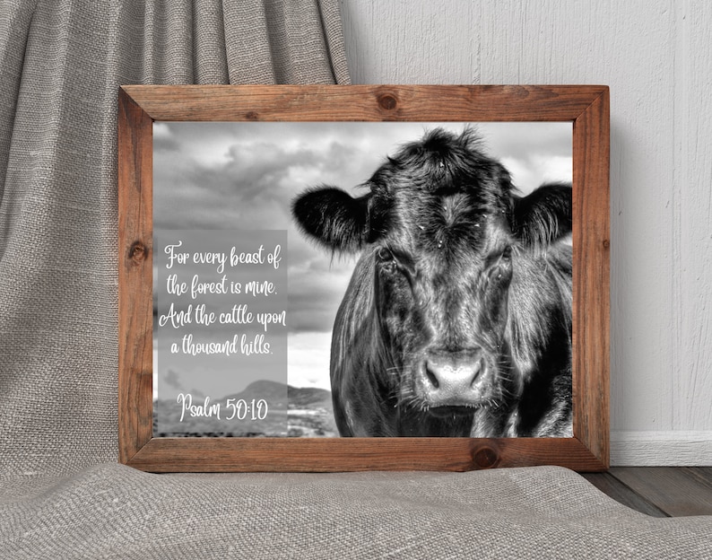 Cow Print for Farmhouse Wall Decor Bible Verse Scripture Printable ...