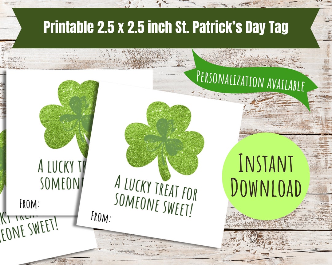 St Patricks Day Gift Tag Printable Shamrock Card St Pattys Day Treat ...