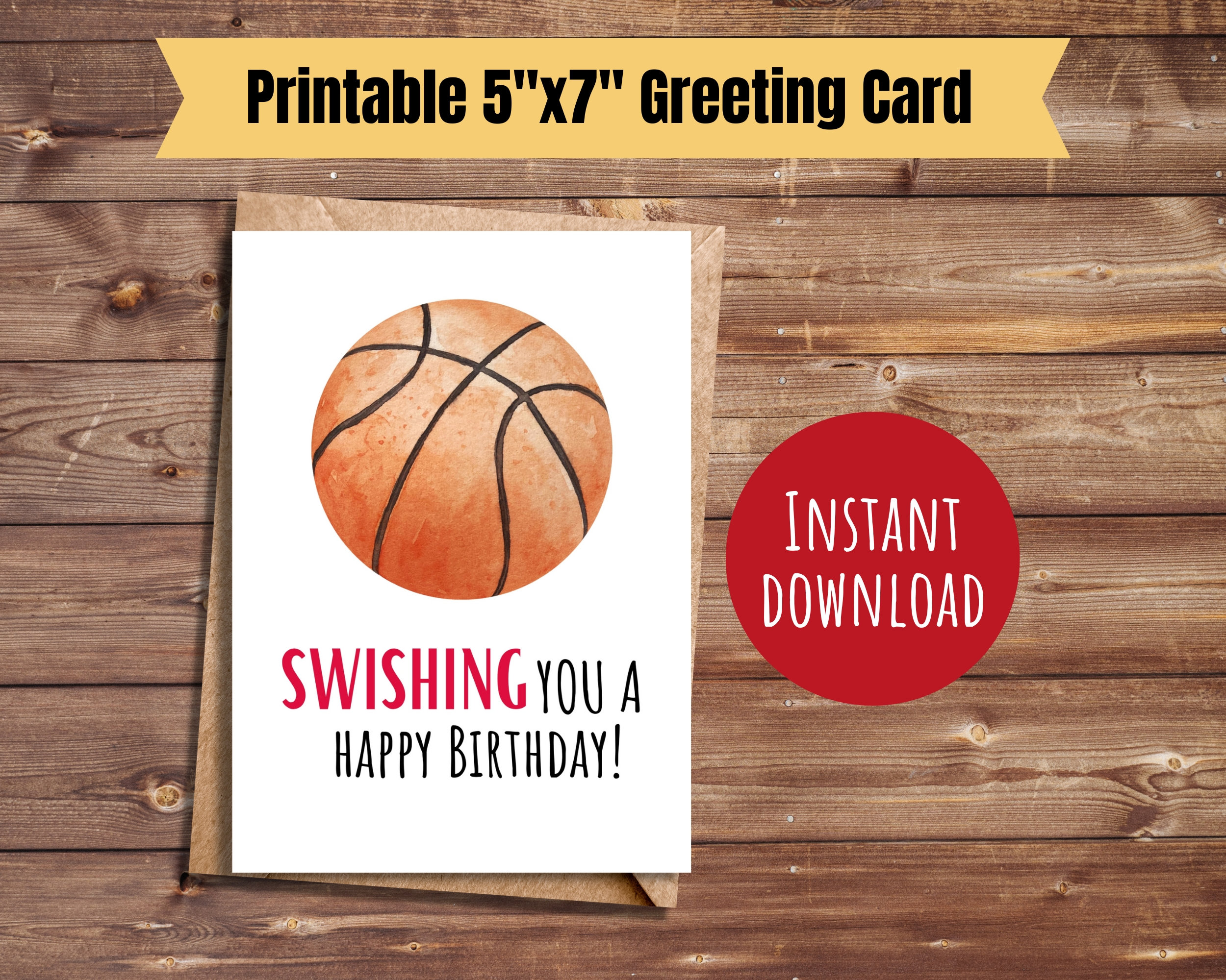 Basketball Birthday Card Printable Sports Bday Card Basketball Lover ...