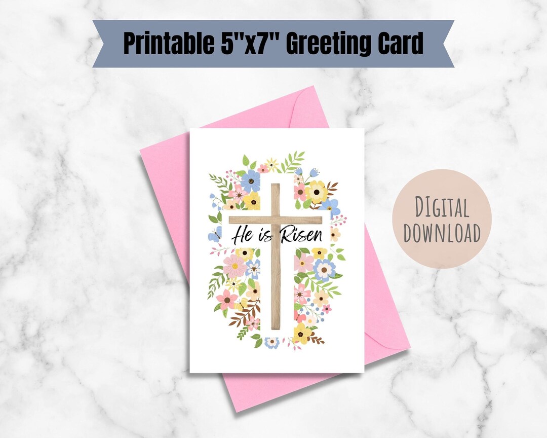 Easter Card Printable He is Risen Greeting Card Bible Verse Card ...