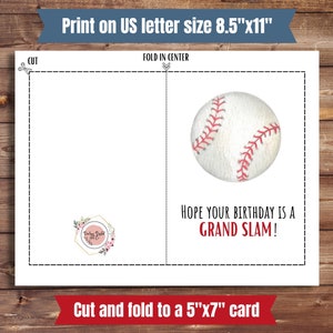 Baseball Birthday Card Printable Sports Bday Card Baseball Lover Gift ...