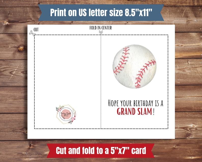 Baseball Birthday Card Printable Sports Bday Card Baseball Lover Gift ...