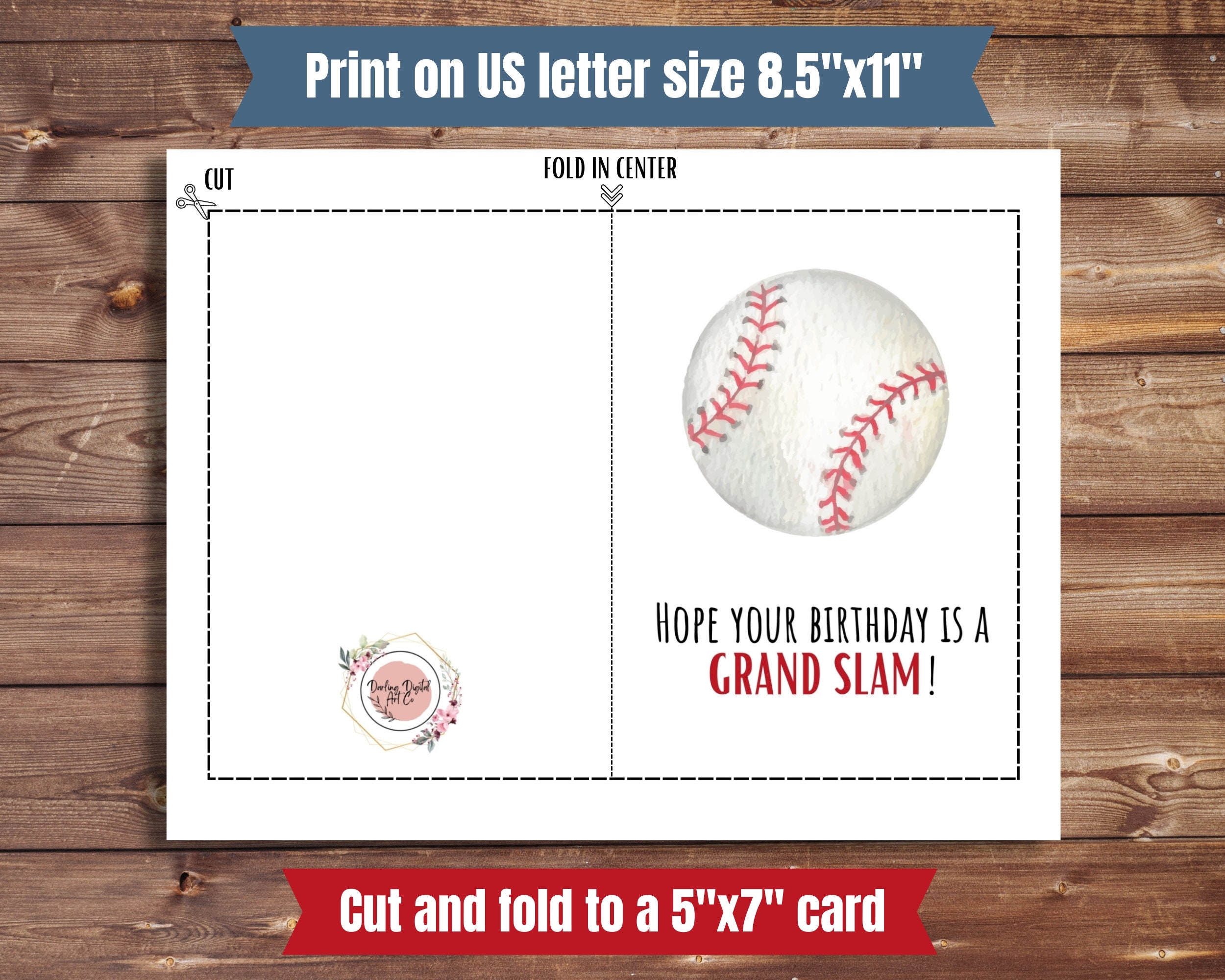 Baseball Birthday Card Printable Sports Bday Card Baseball Lover Gift ...