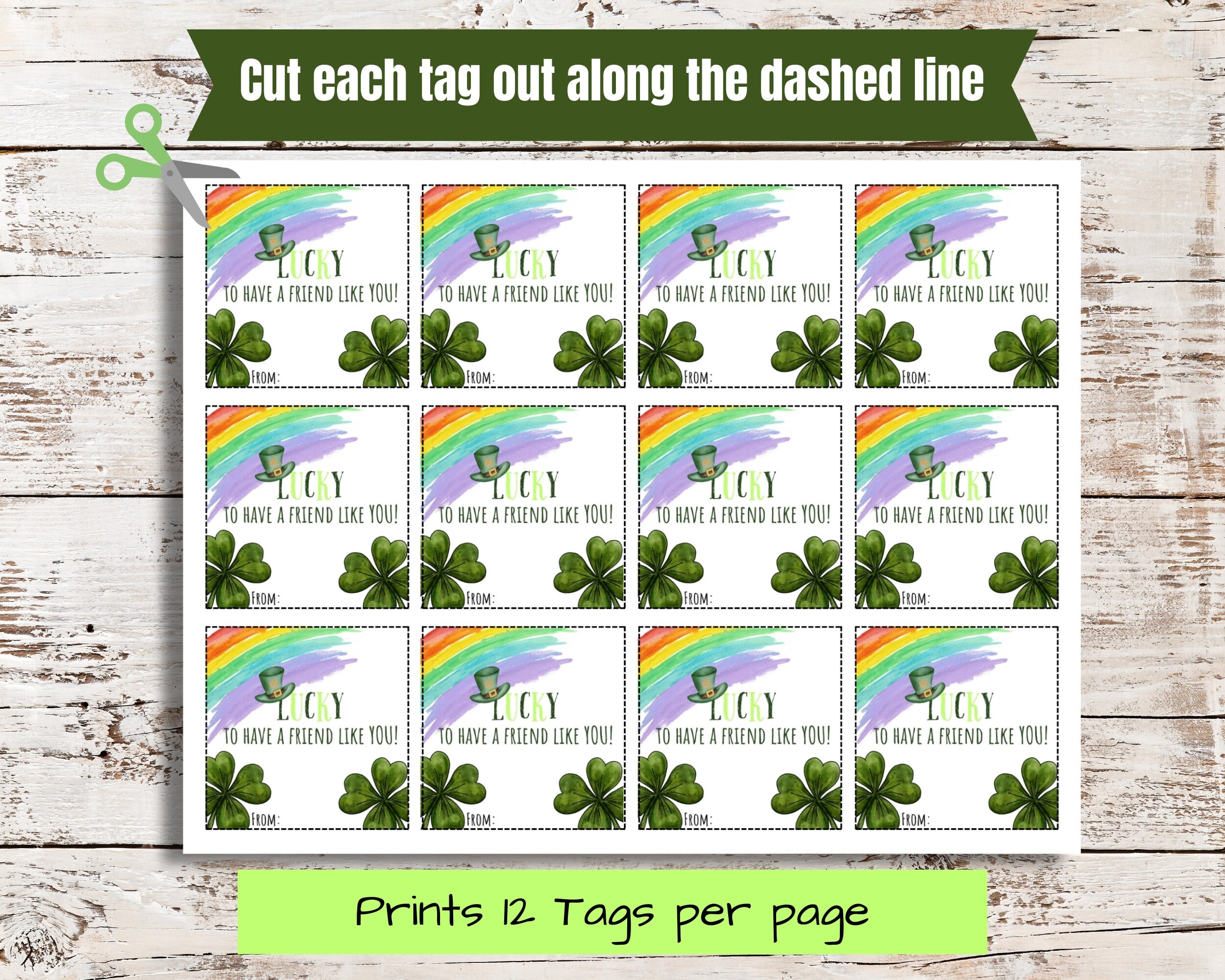 St Patricks Day Gift Tag Printable St Patty's Favor Tag Saint Patrick's ...
