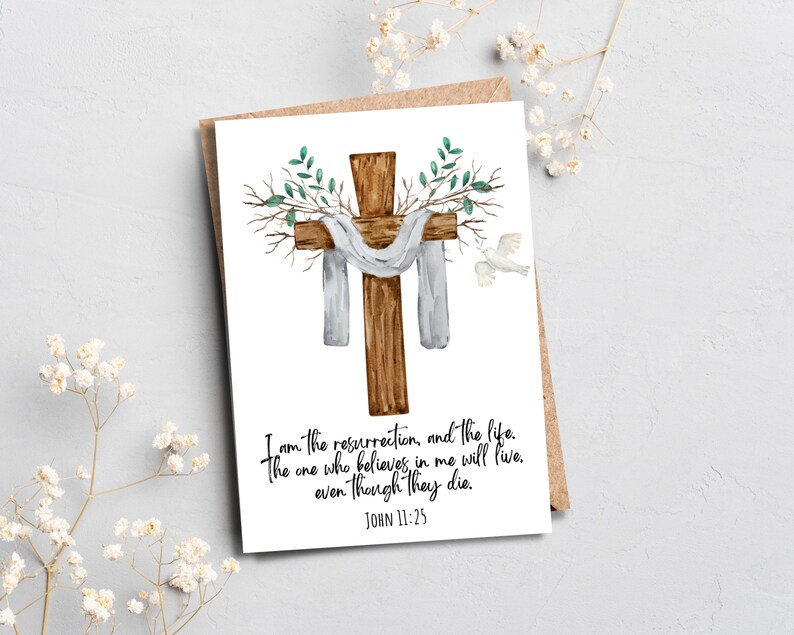 Religious Easter Card Printable Easter Cross Greeting Card Christian ...
