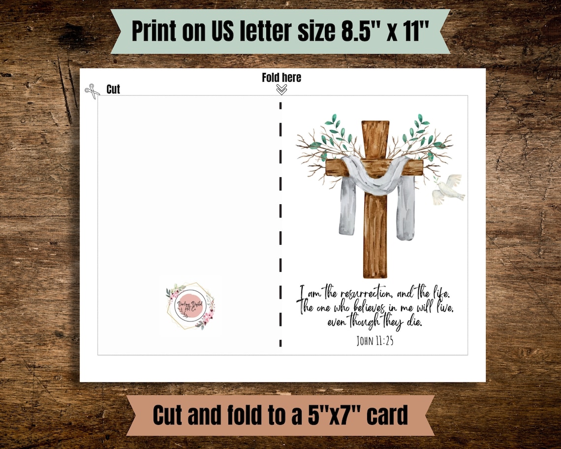 Religious Easter Card Printable Easter Cross Greeting Card Christian ...