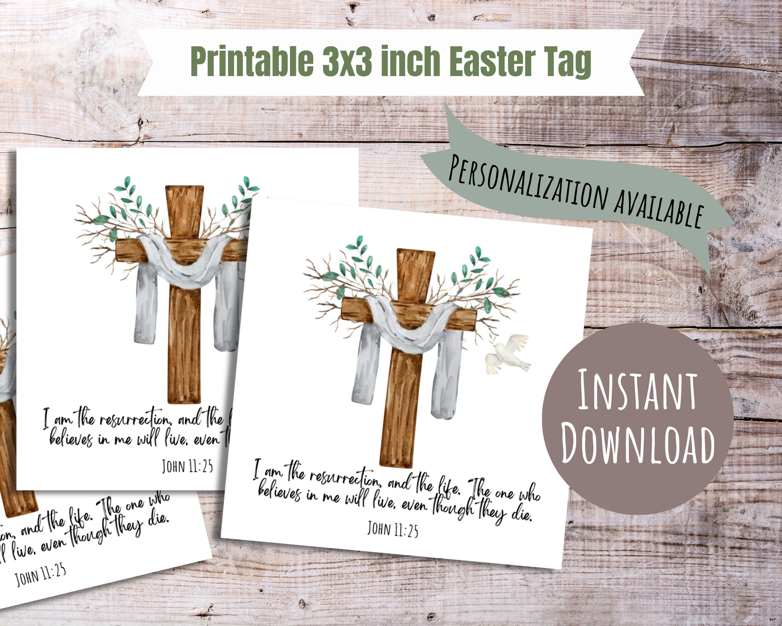 Easter Gift Tag Printable Resurrection Easter Tag Religious Easter Gift ...