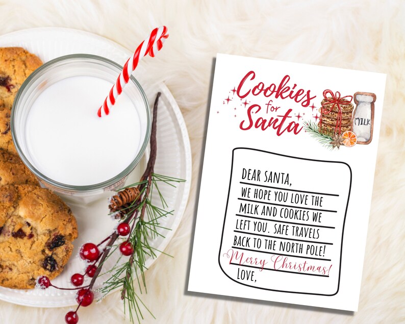 Customizable Santa Note Printable Cookies for Santa Note Christmas Eve ...