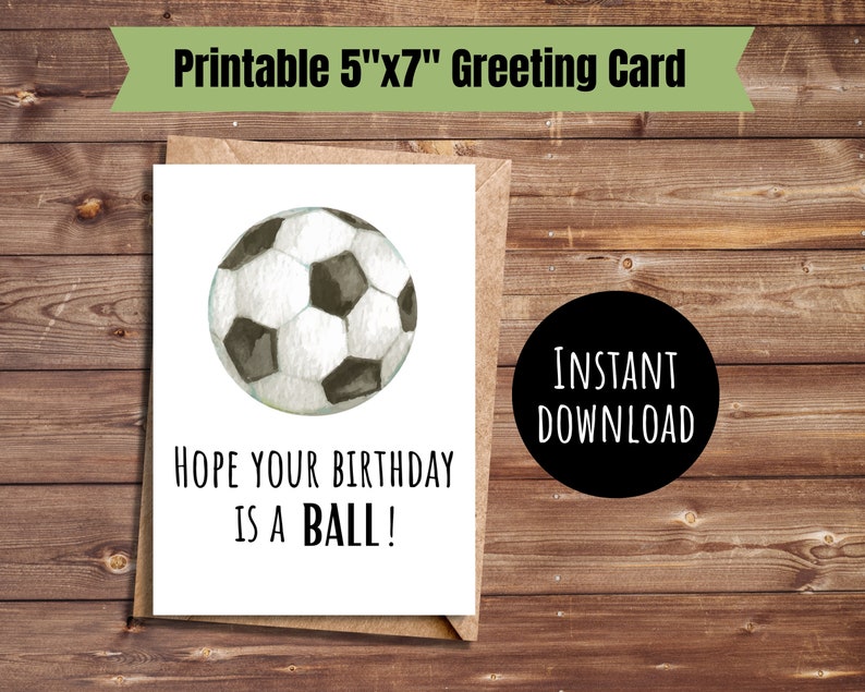Soccer Birthday Card Printable Sports Bday Card Soccer Lover Gift ...