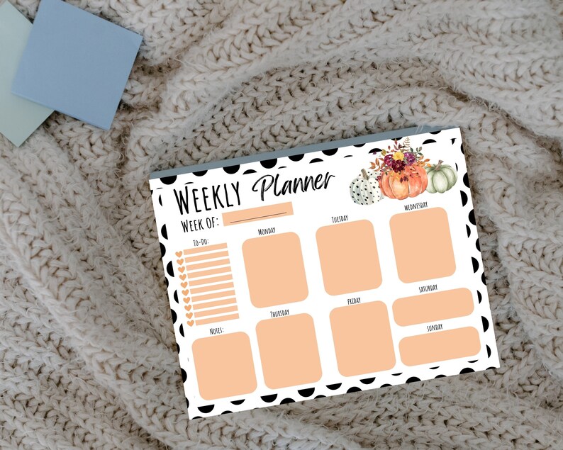 Weekly Planner Printable Pumpkin Weekly Planner Polka Dot - Etsy