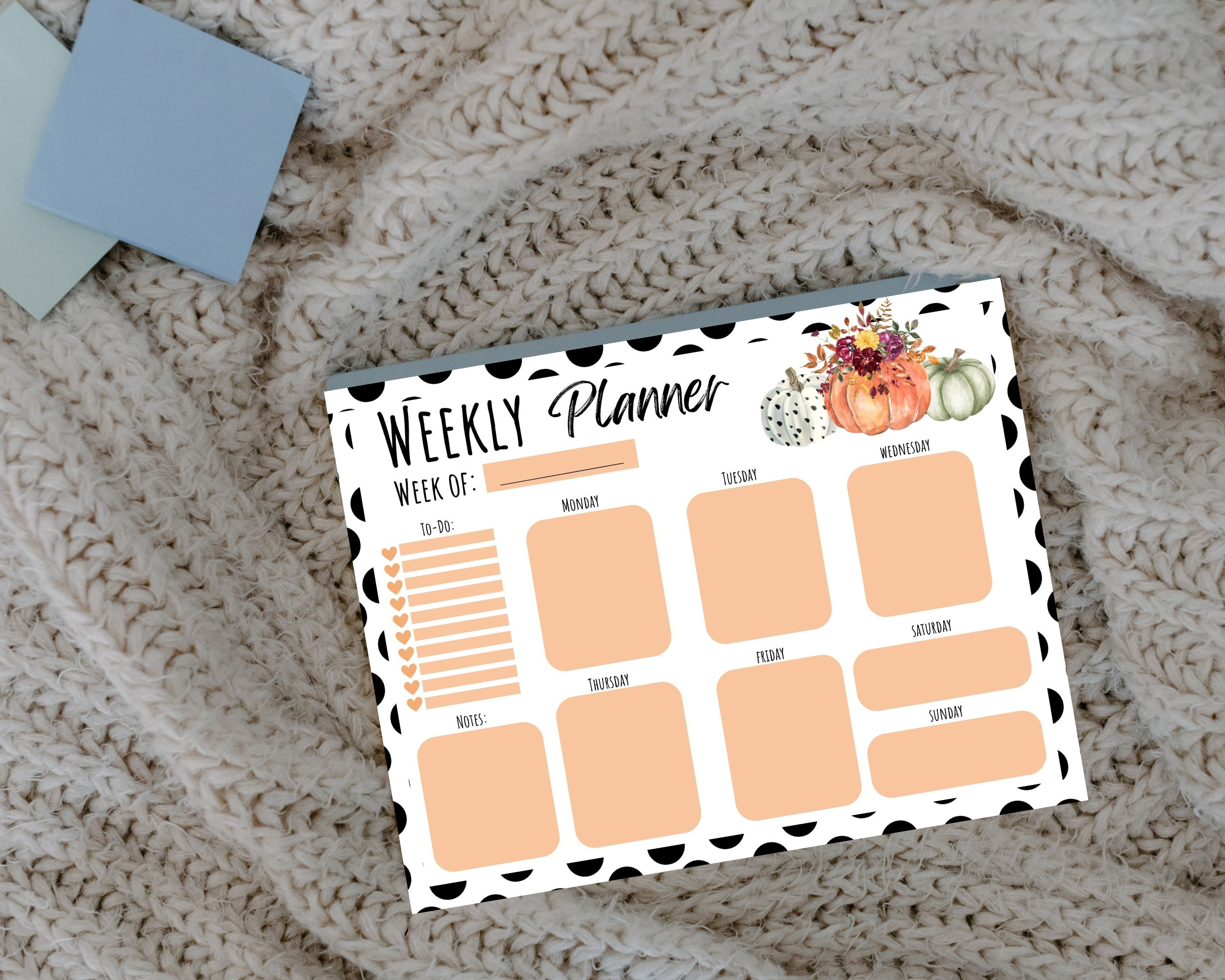 Weekly Planner Printable Pumpkin Weekly Planner Polka Dot Planner for ...