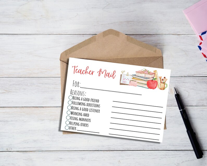 Teacher Mail Card Printable Brag Note for Teacher Classroom Printables ...