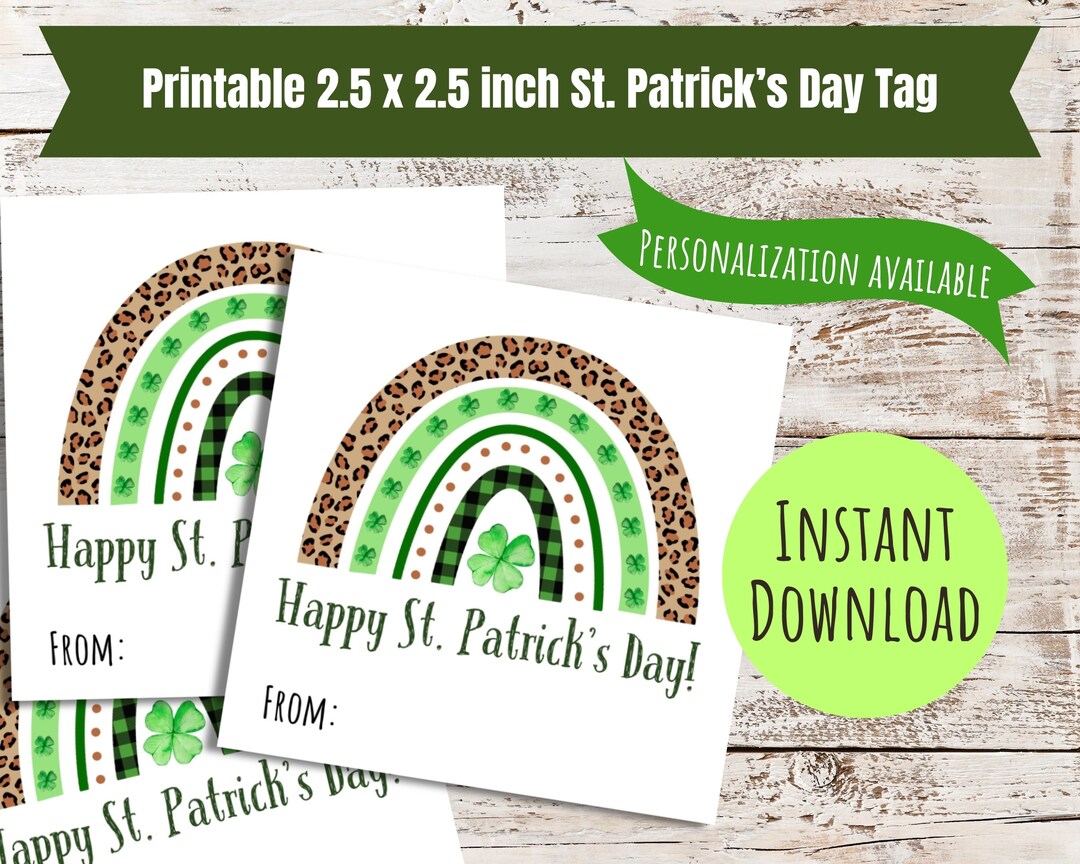 St Patricks Day Gift Tag Printable St Patty's Favor Tag Saint Patrick's ...