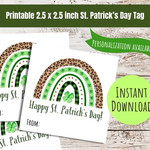 St Patricks Day Gift Tag Printable St Patty's Favor Tag Saint Patrick's ...