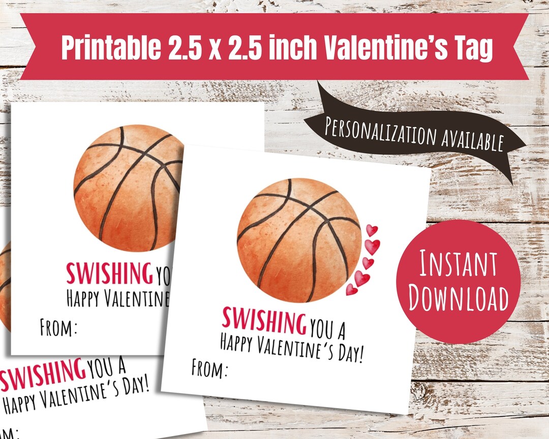 Basketball Valentine Card Personalized Sports Valentine's Day Card for ...