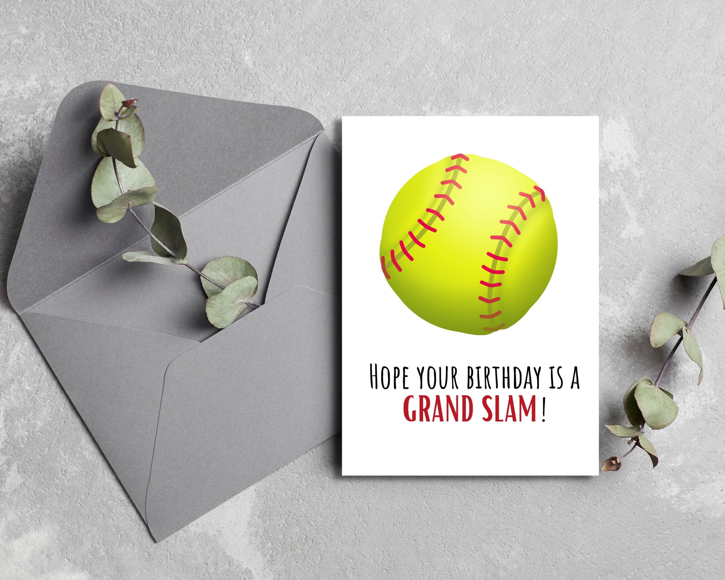 Softball Birthday Card Printable Sports Bday Card Softball Lover Gift ...