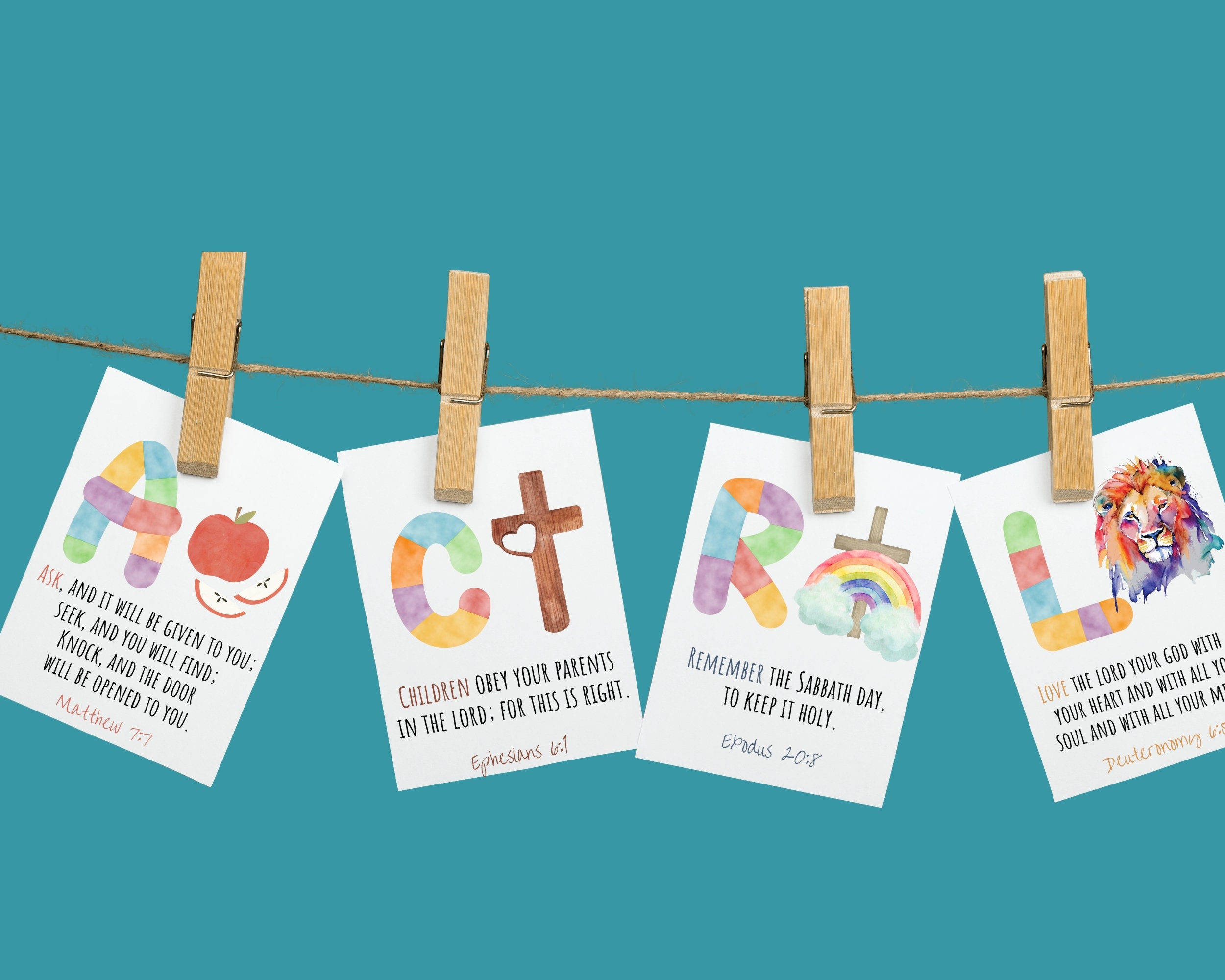 Alphabet Bible Verse Cards Printable A-Z Bible Verse Memory Cards for ...