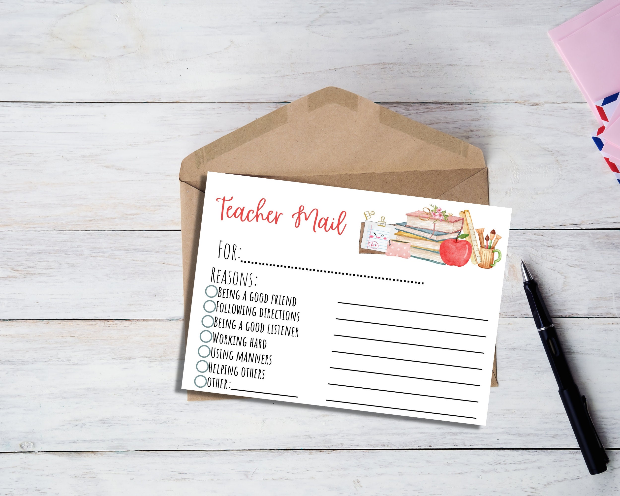 Teacher Mail Card Printable Brag Note for Teacher Classroom Printables ...