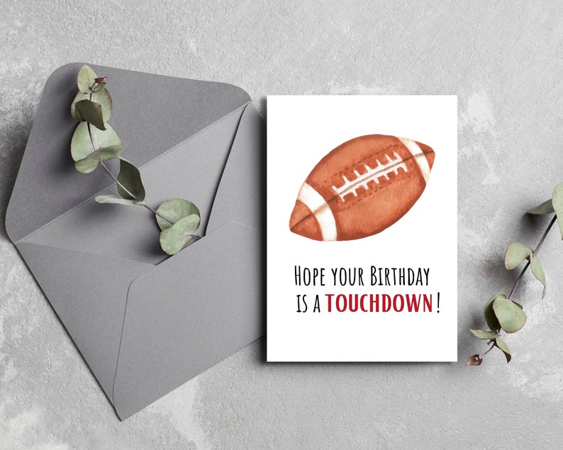 Football Birthday Card Printable Sports Bday Card Football Lover Gift ...