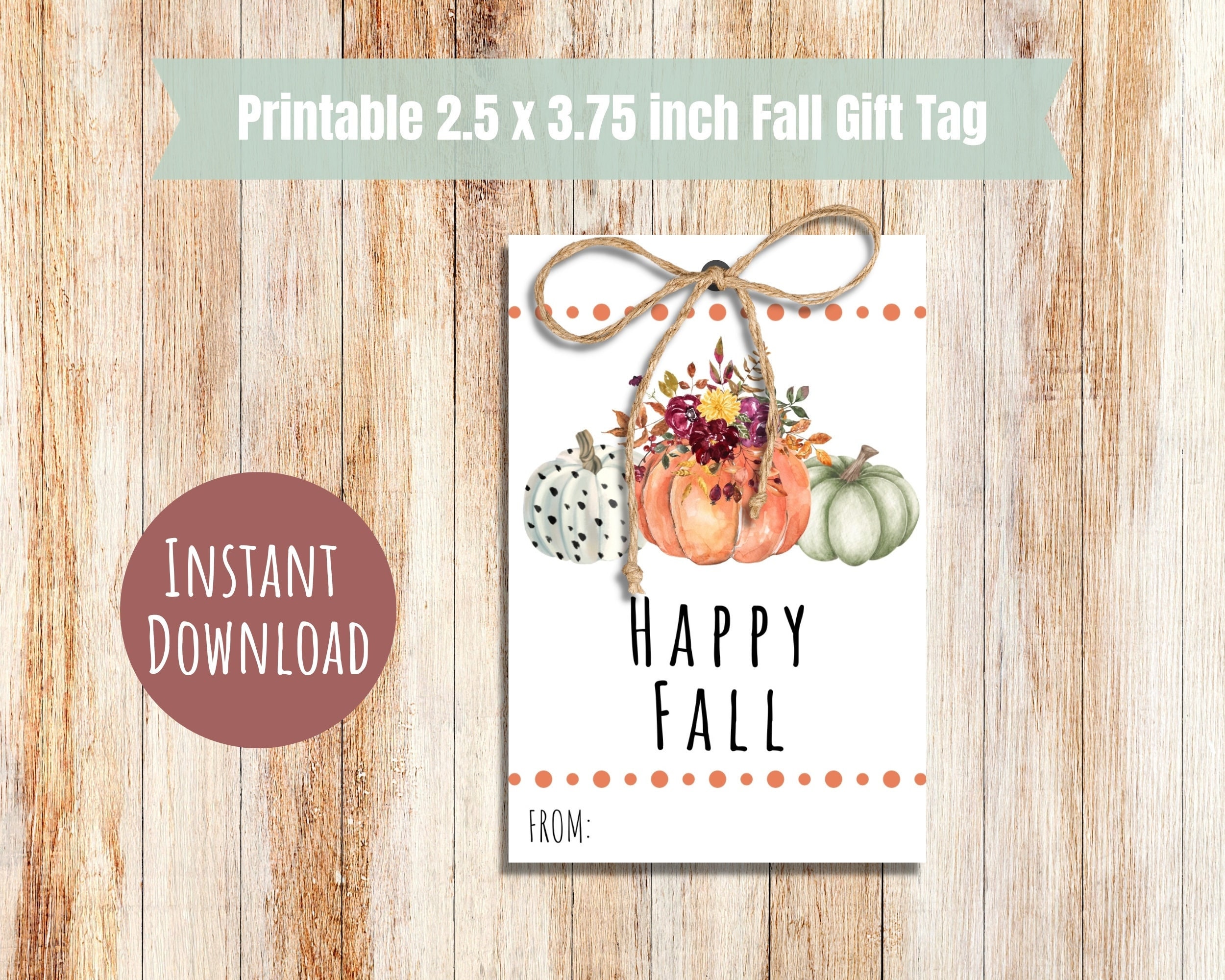 Happy Fall Gift Tag Printable for Fall Party Favor Pumpkin - Etsy