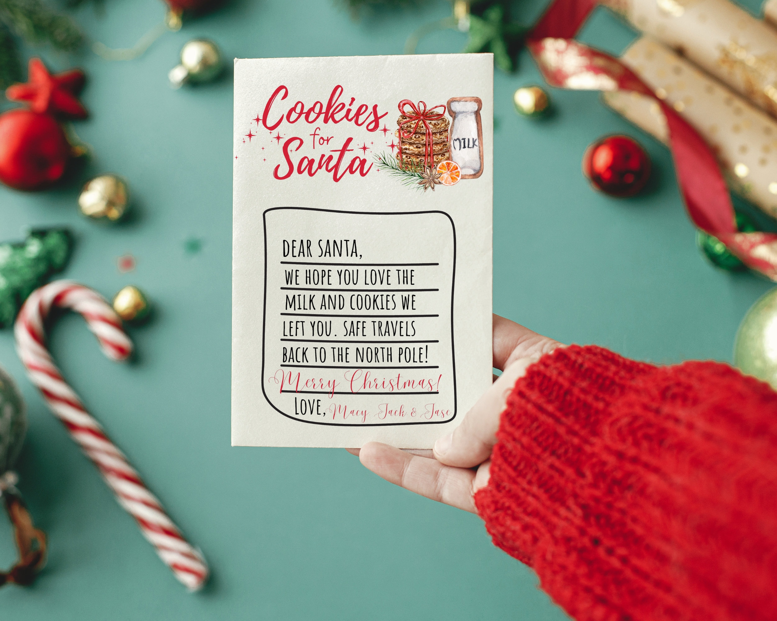 Customizable Santa Note Printable Cookies for Santa Note Christmas Eve ...