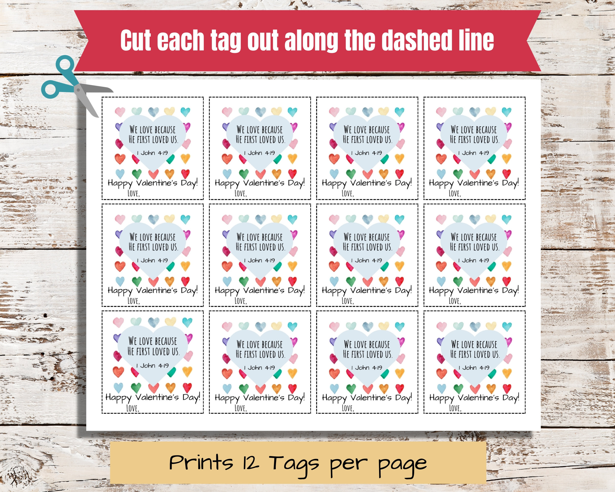 Valentines Day Gift Tag Personalizable Card for Valentine's Day Goody ...