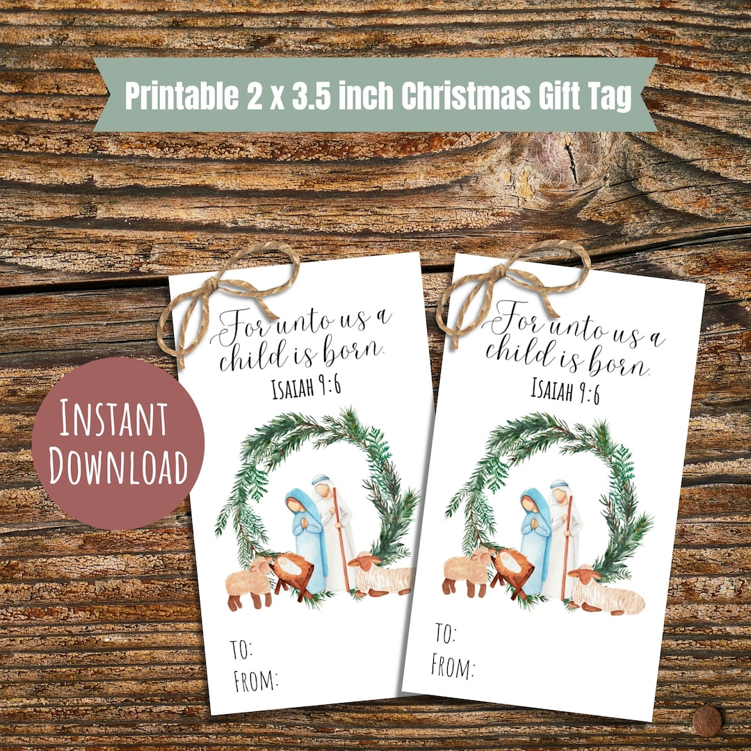 Christmas Gift Tag Nativity Scene Tag for Christmas Gift Printable ...