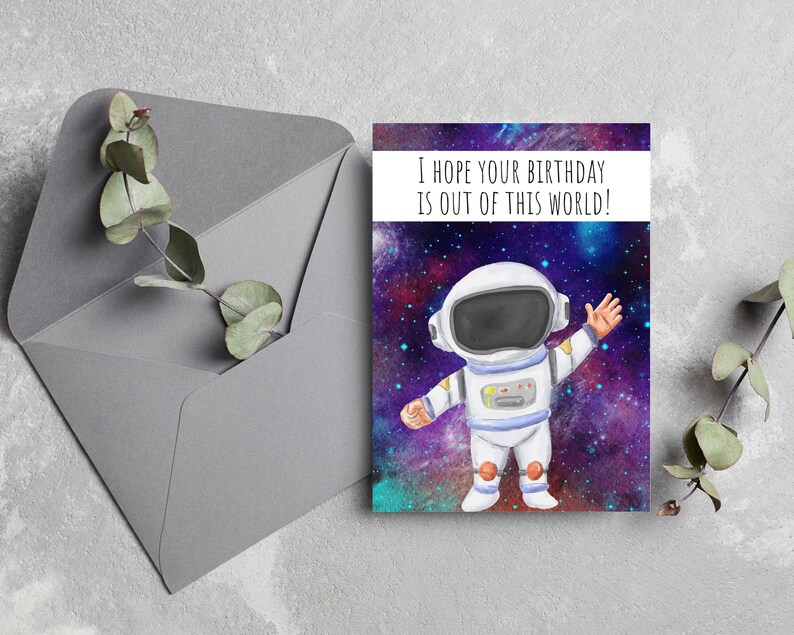 Birthday Card Space Printable Astronaut Bday Card for Boy Birthday Card ...