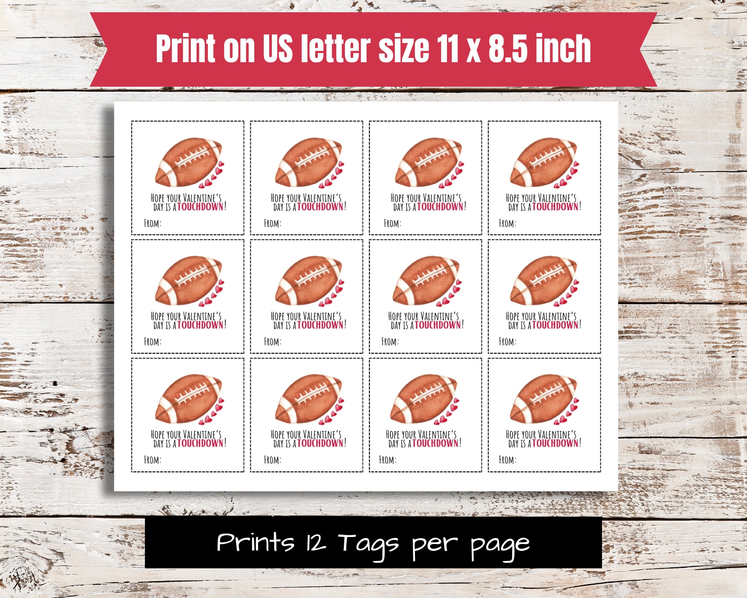 Football Valentine Card Personalized Sports Valentine's Day Tag for ...