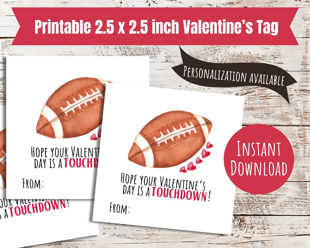 Football Valentine Card Personalized Sports Valentine's Day Tag for ...