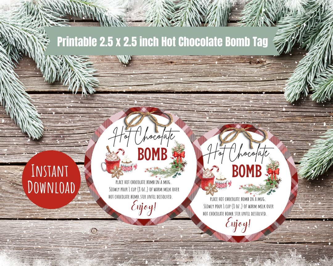 Printable Hot Chocolate Bomb Tag With Instructions Christmas Tag for ...