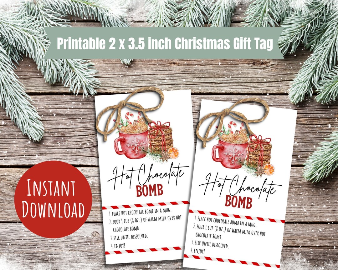 Hot Chocolate Bomb Gift Tag for Hot Cocoa Bomb Tag for Christmas Gift ...