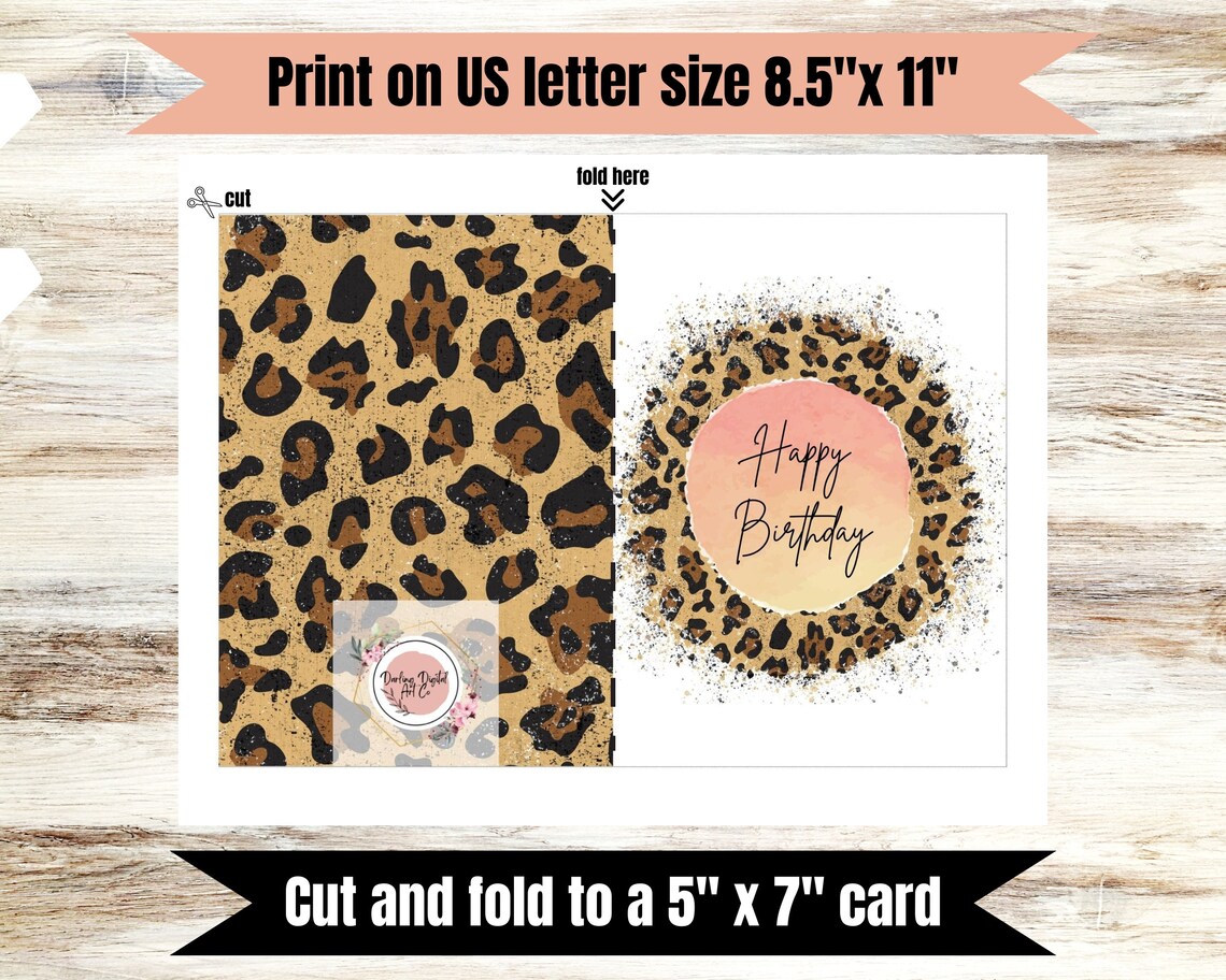 Printable Birthday Card Happy Birthday Greeting Card Leopard Print ...
