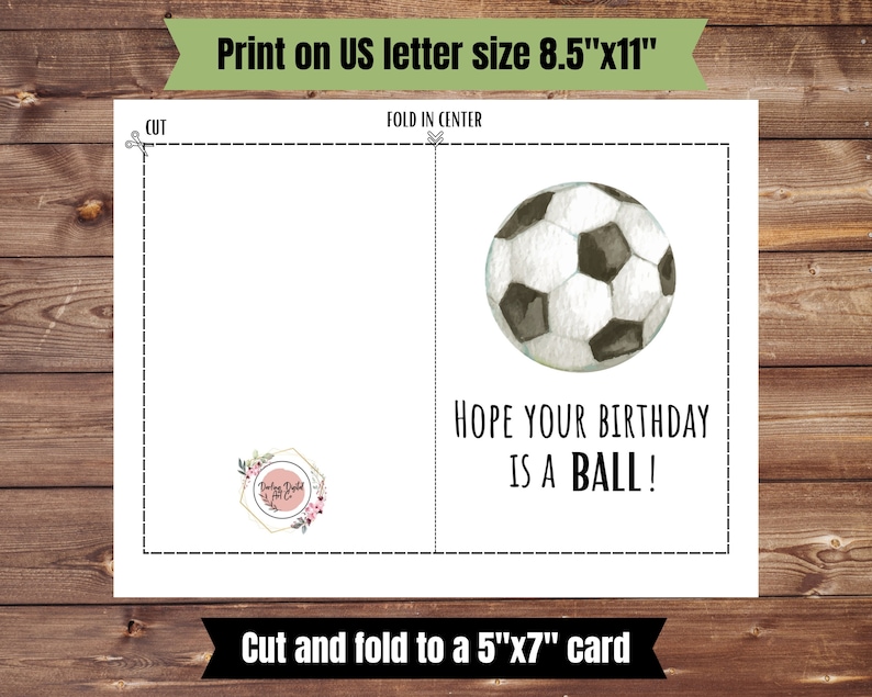 Soccer Birthday Card Printable Sports Bday Card Soccer Lover Gift ...