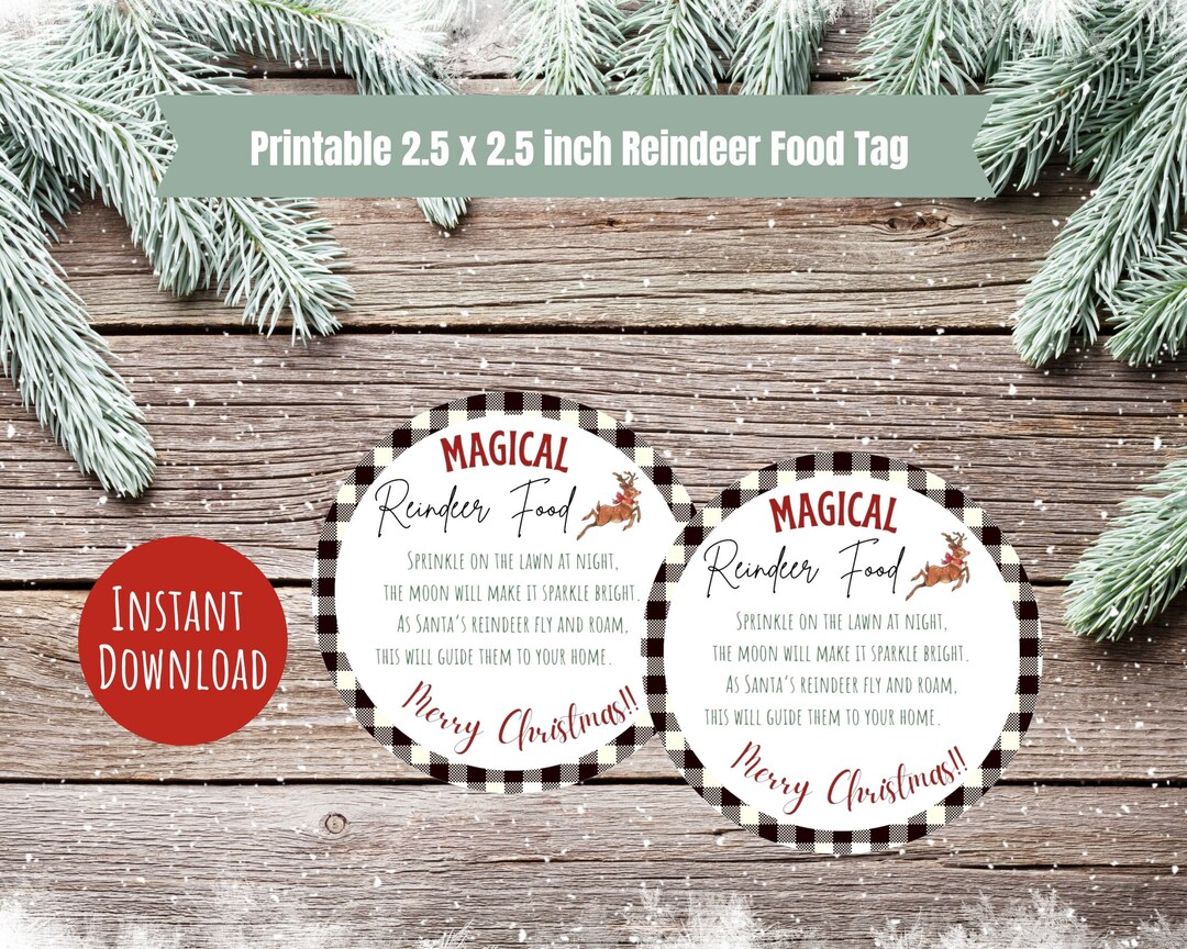 Printable Magical Reindeer Food Tag for Christmas Eve Activity for Kids ...