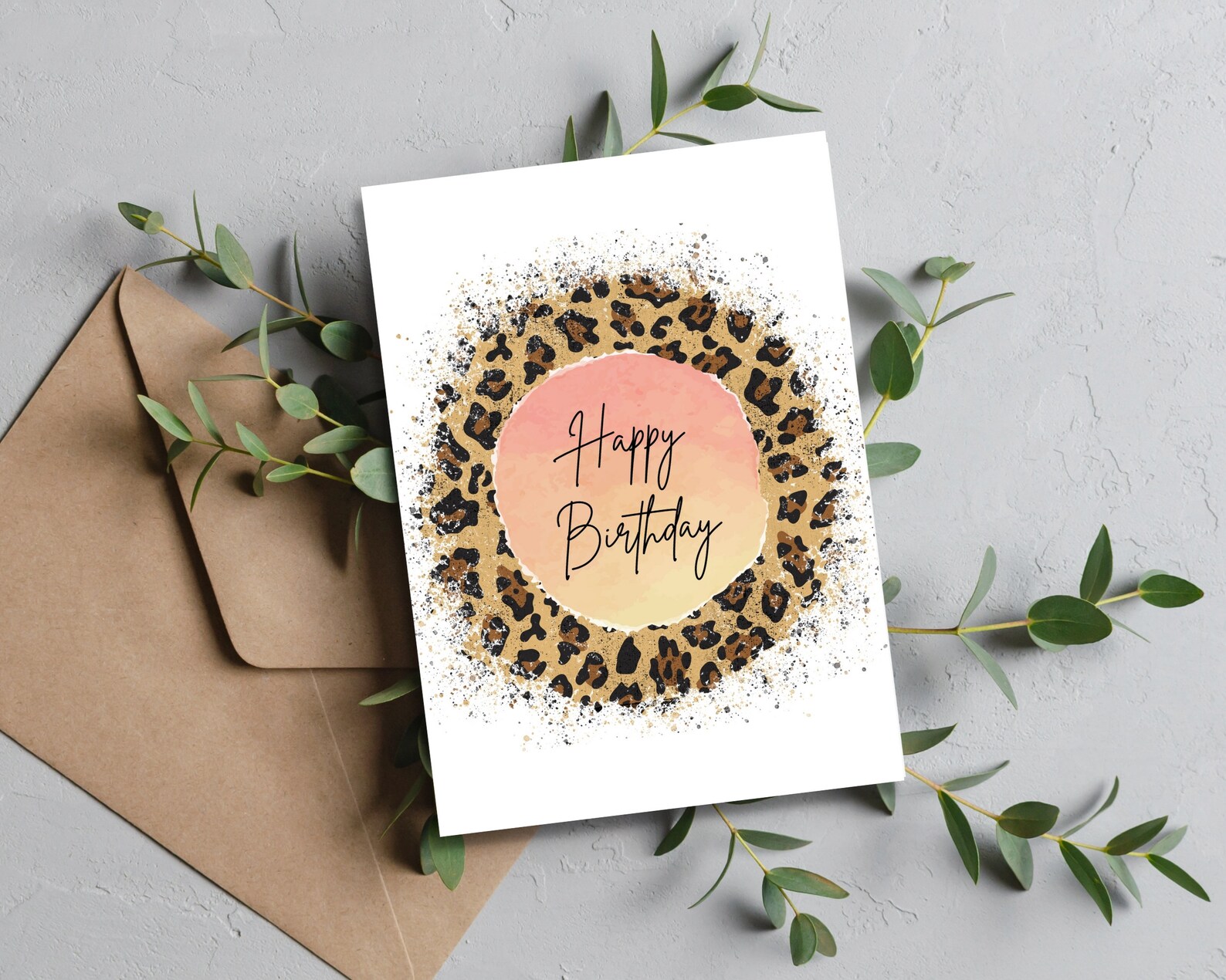Printable Birthday Card Happy Birthday Greeting Card Leopard Print ...