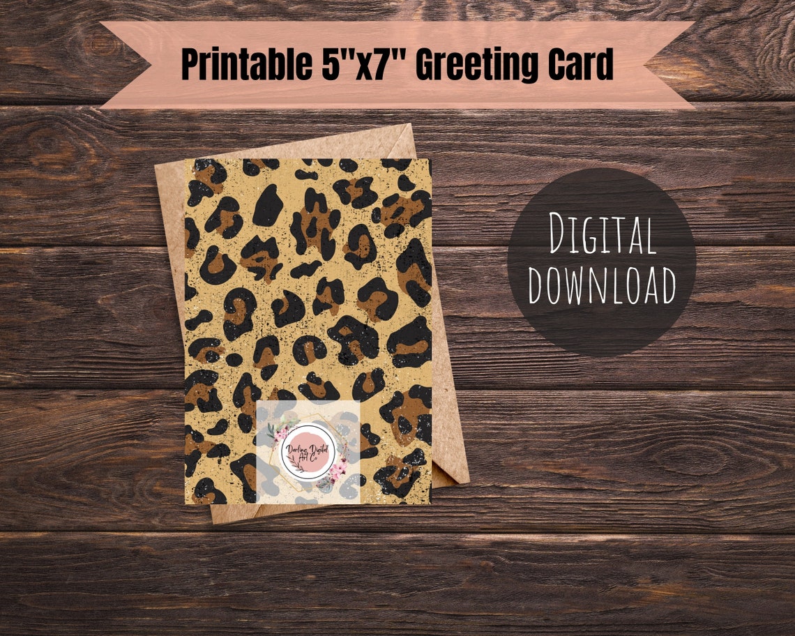 Printable Birthday Card Happy Birthday Greeting Card Leopard Print ...