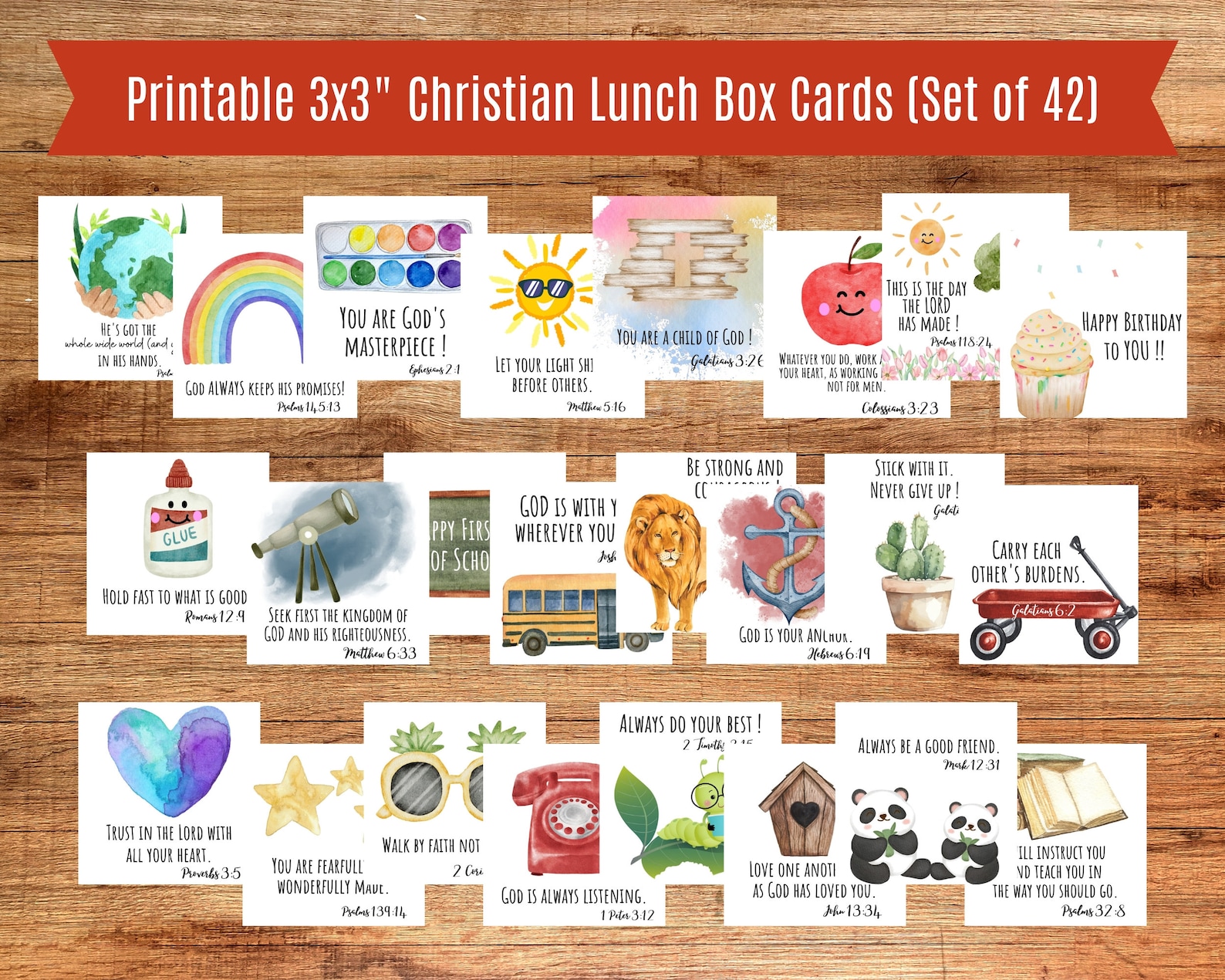 Bible Verse Lunchbox Notes for Kids Lunch Box Christian Cards for ...