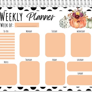 Weekly Planner Printable Pumpkin Weekly Planner Polka Dot - Etsy
