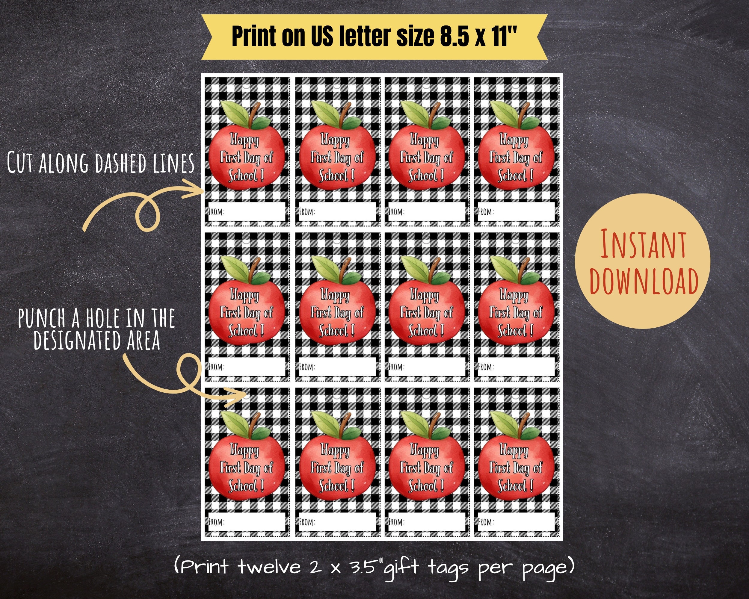 First Day of School Gift Tag Printable Gift Tag for Student Open House ...