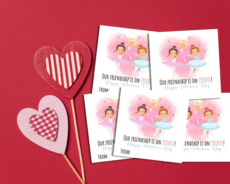 Printable Ballerina Valentine's Day Card for Vday Class Party Favor ...