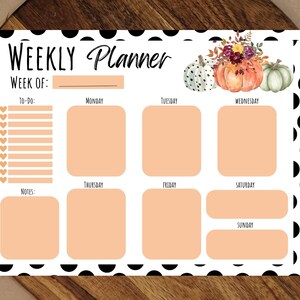 Weekly Planner Printable Pumpkin Weekly Planner Polka Dot - Etsy