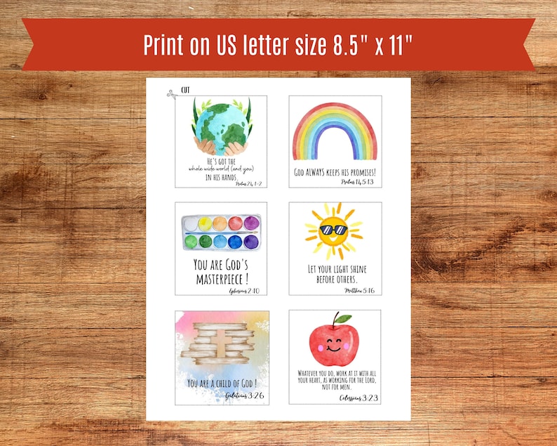 Lunch Box Note Cards Printable Christian Lunch Notes for Kid Scripture ...