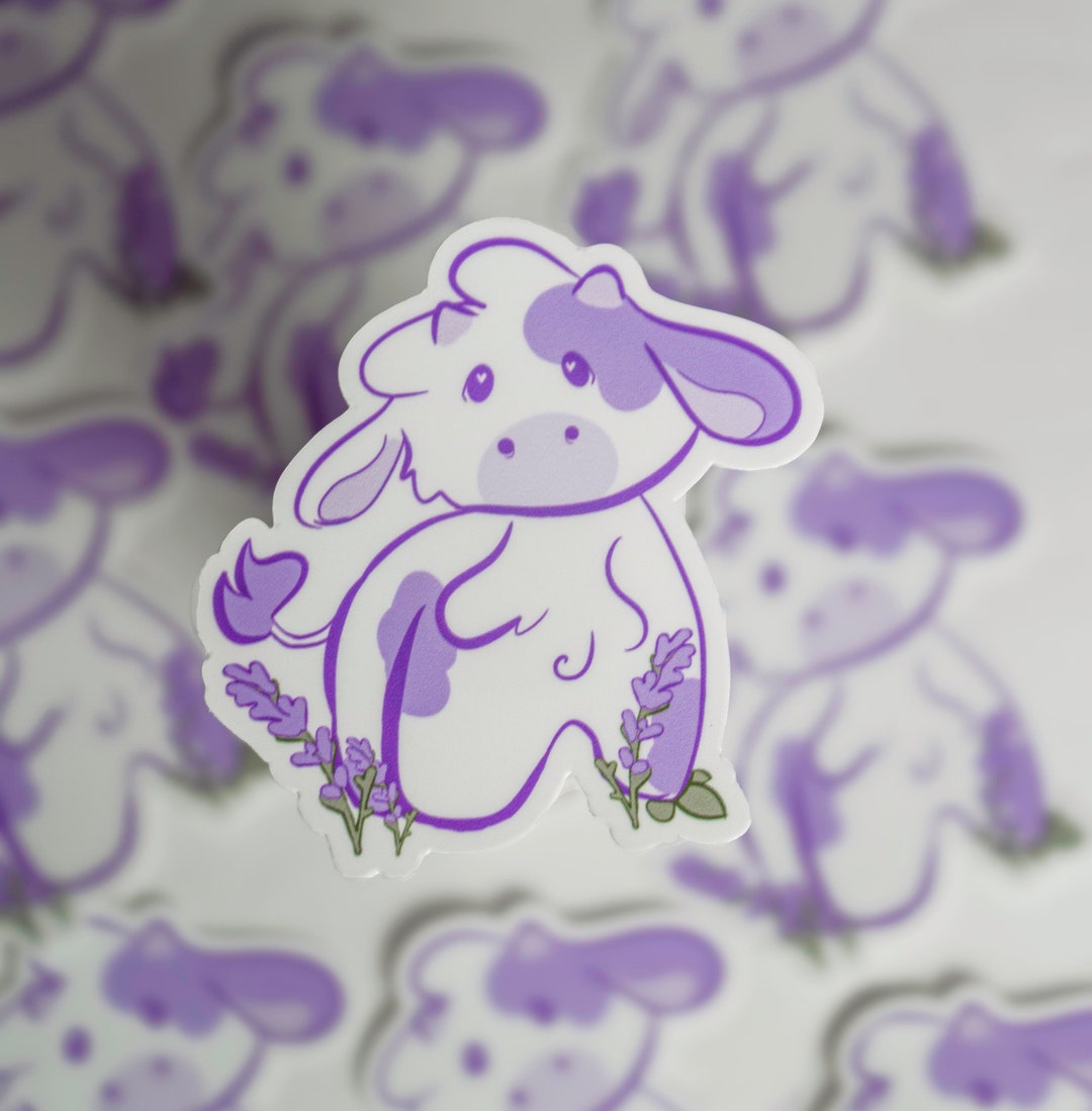 Kawaii Lavender Cow Vinyl Sticker Stickers Cute Decal Cut adorable Gift ...