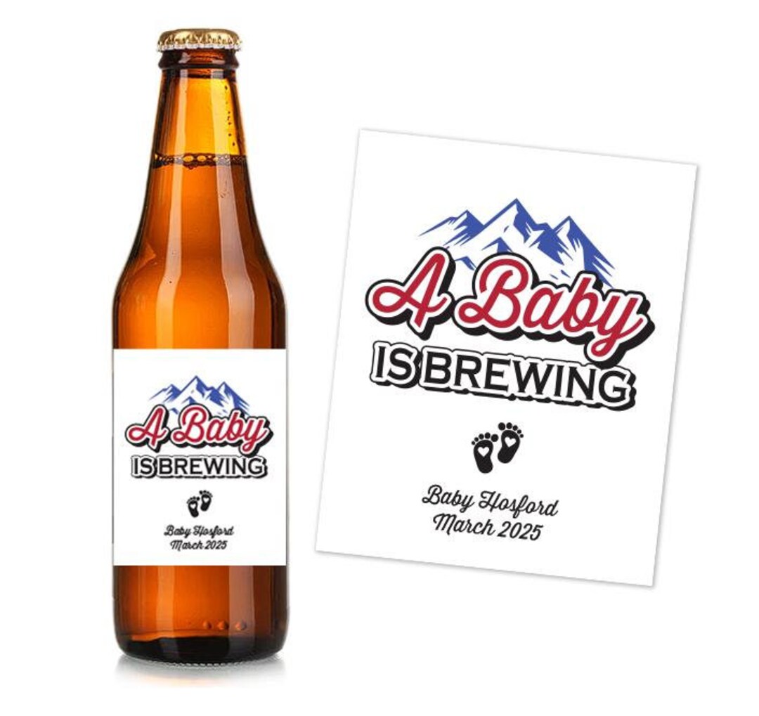 A Baby is Brewing Beer Bottle Label, Pregnancy Announcement Custom Beer ...