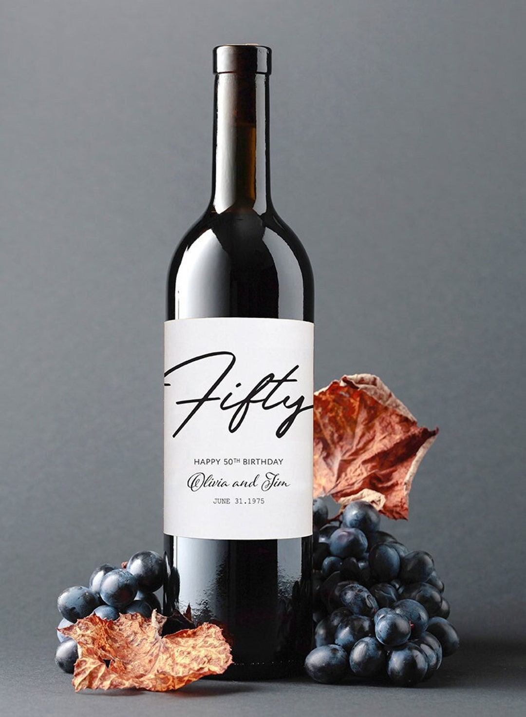 Custom FIFTY Label - 50th Birthday Wine Label/personalized 50th ...
