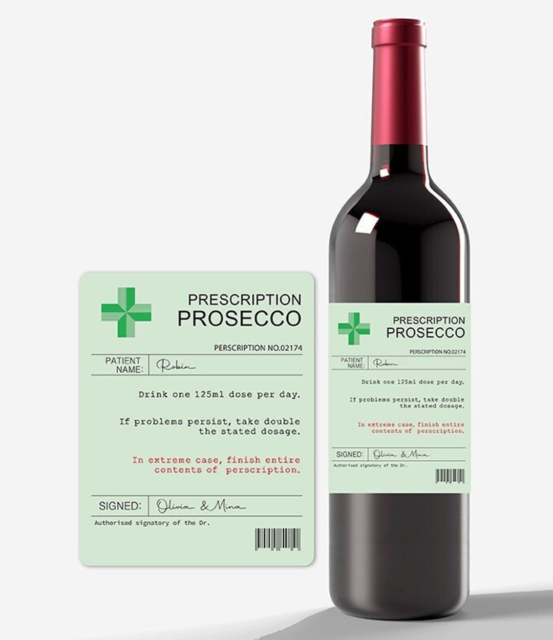Custom Prescription Prosecco Wine Label, Vinyl Sticker, Funny Novelty ...