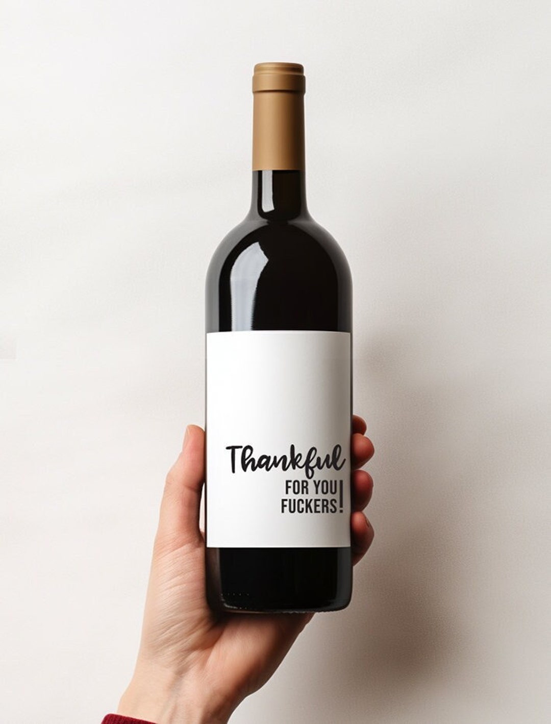 Thankful For, Thanksgiving Friendsgiving Wine Label, Friendsgiving ...
