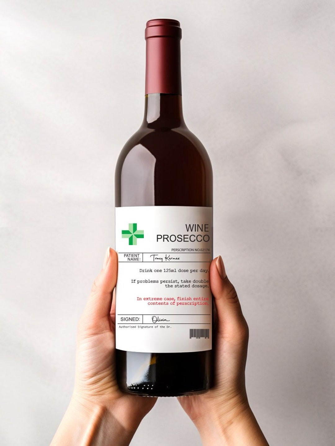 Prescription Wine Label, Personalised Wine Bottle, Custom Prescription ...