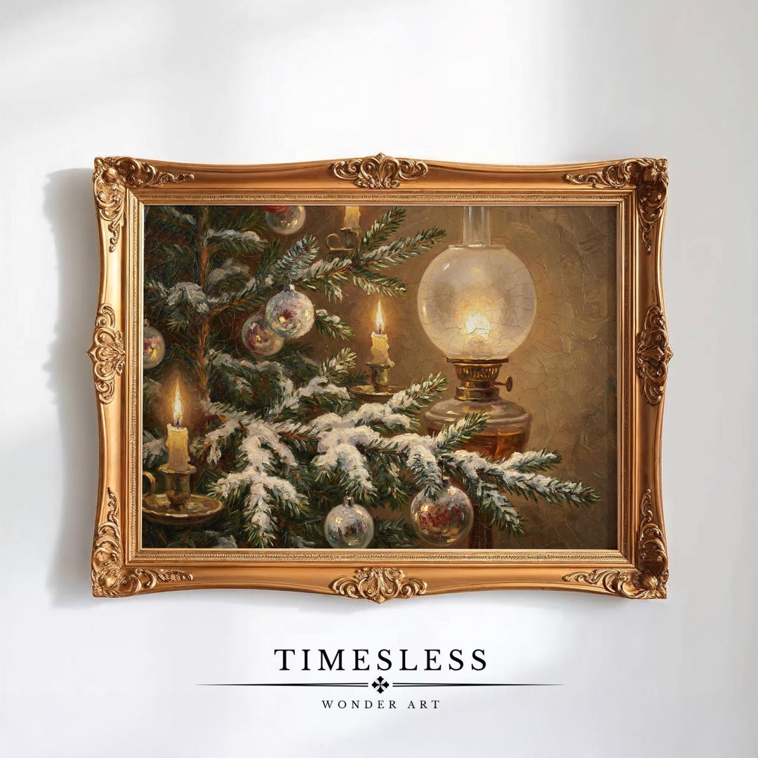 Vintage Christmas Lantern With Evergreen Branch - Festive Holiday Wall ...